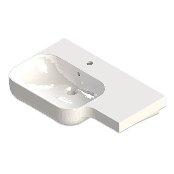 GalvinAssist® 720mm Access Wall Basin 1TH LH Bowl With Overflow White