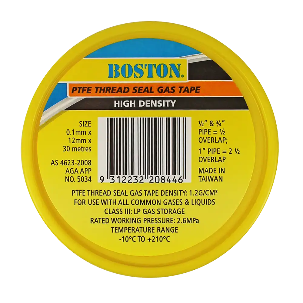 High Density Yellow Gas Thread Seal Tape 12mm x 30m