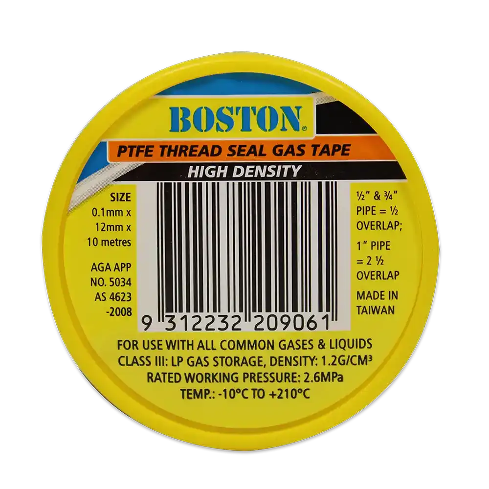 High Density Yellow Gas Thread Seal Tape 12mm x 10m