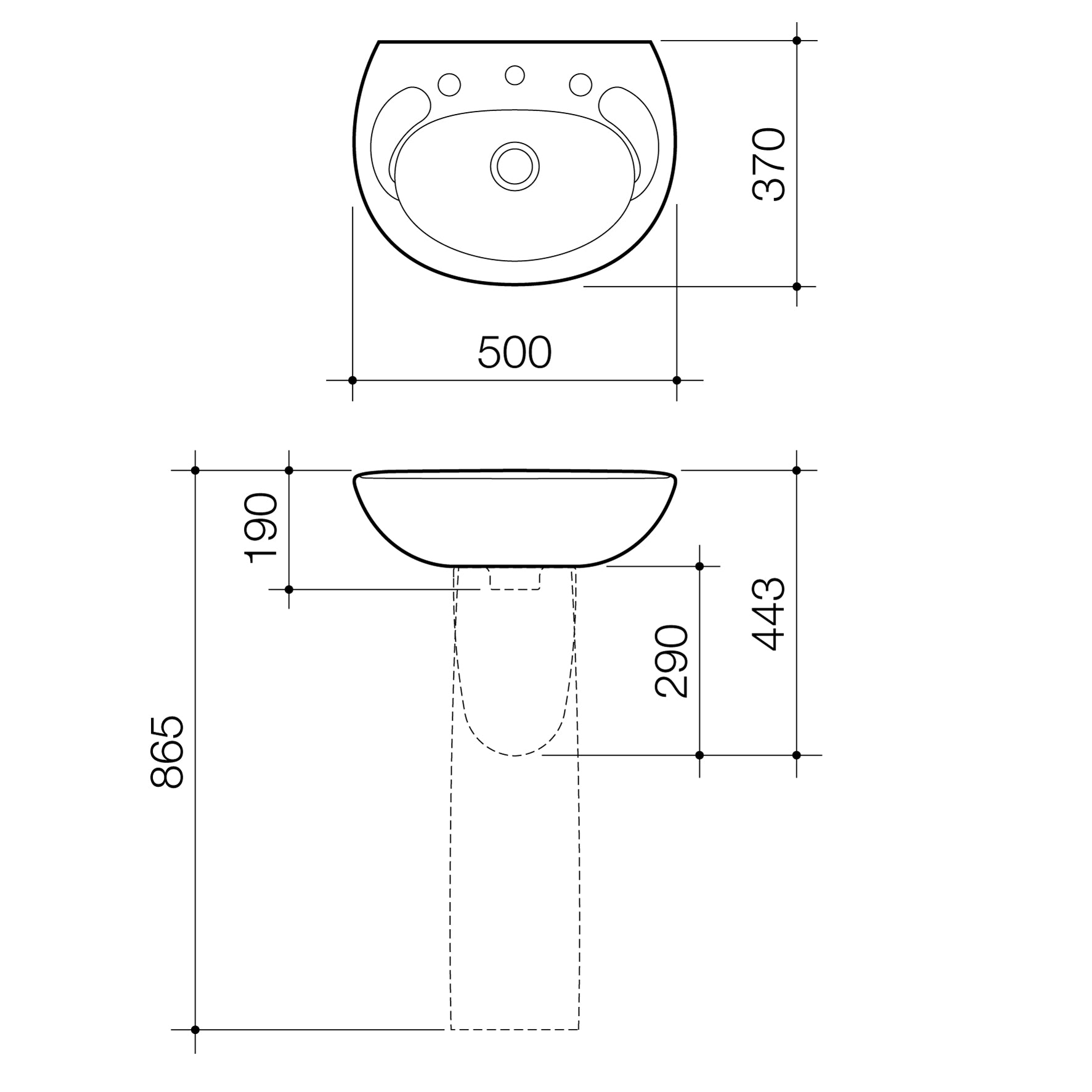 Concorde 500 Wall Basin 2TH