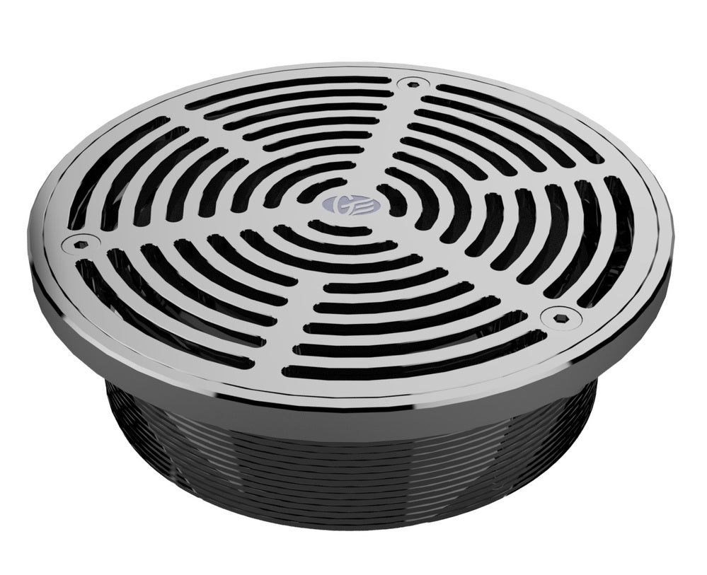 HeelGrate® Stainless Steel Floor Drain Grate Round Assembly 200x150 BS