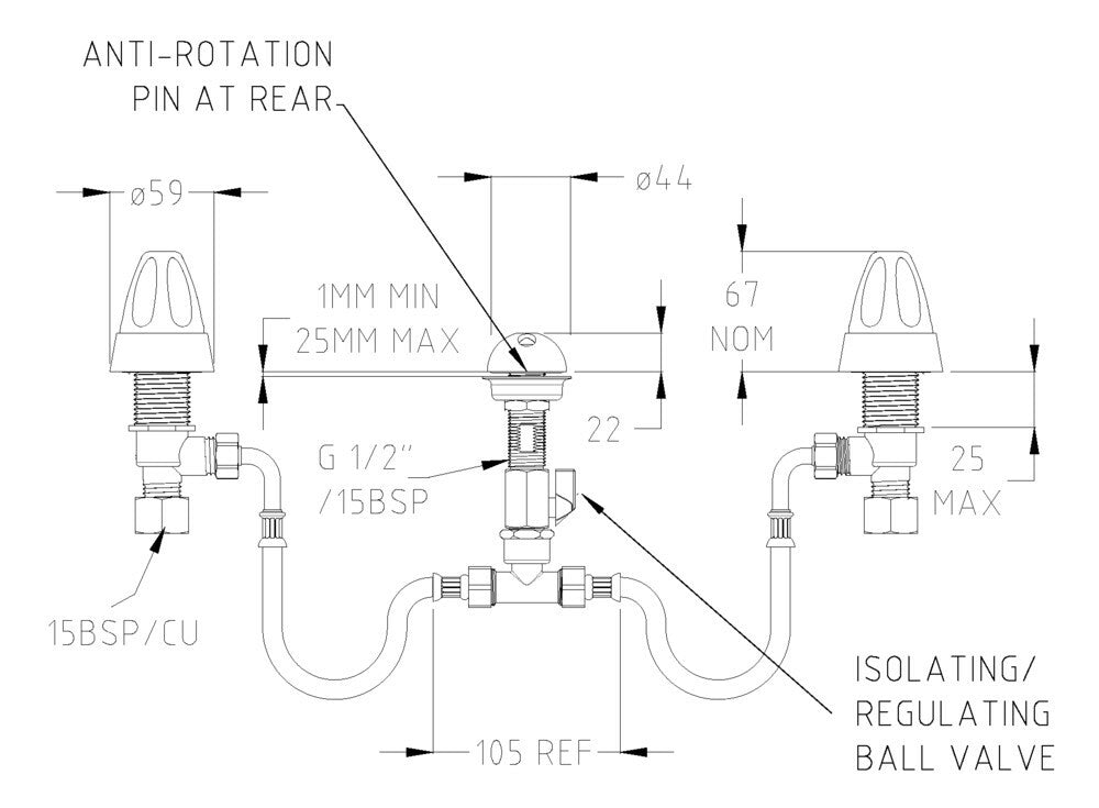 Safe-Cell® CP-BS Prison Multi-Grip Basin Set Complete with High Flow S