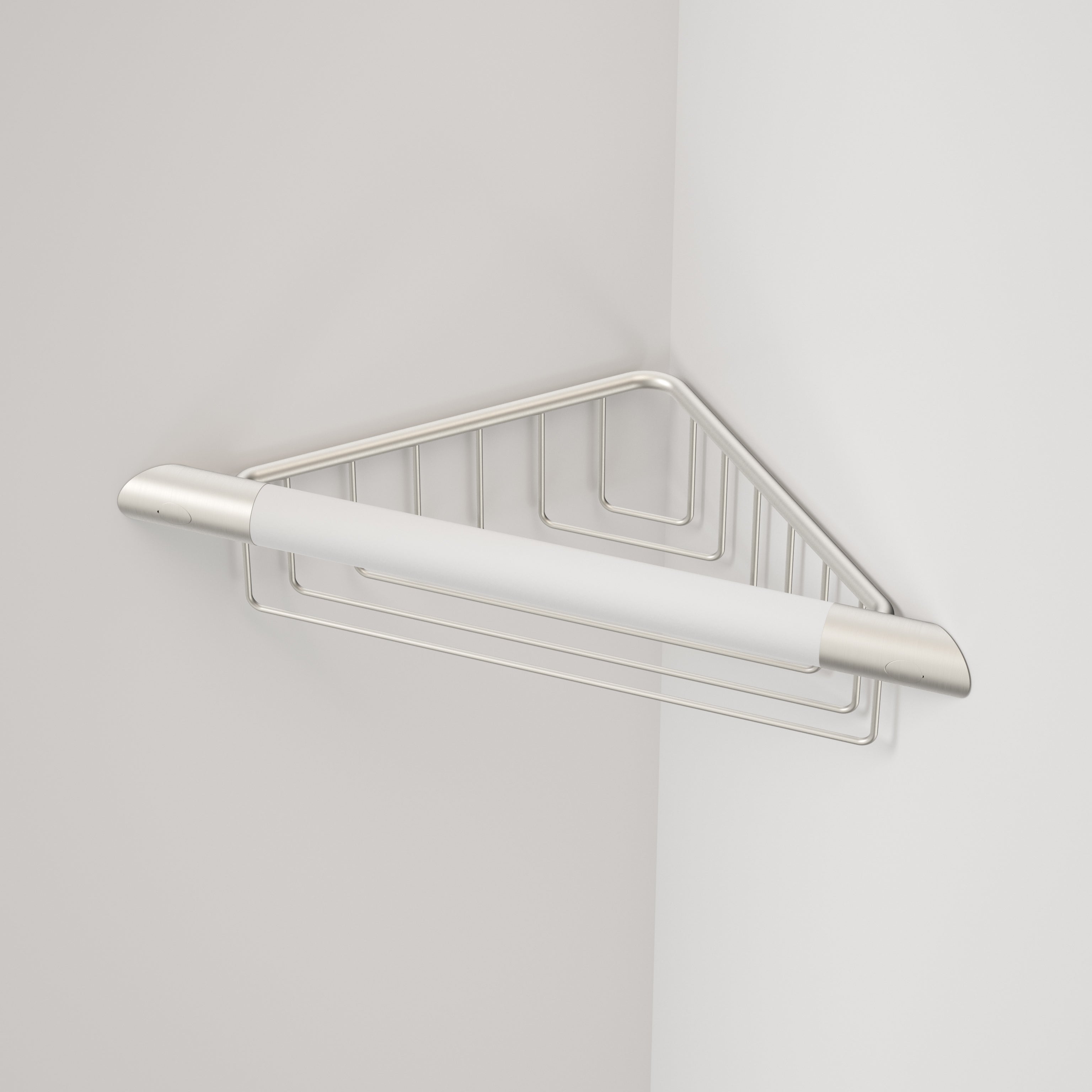 Opal Support Corner Shower Support Rail with Basket – Brushed Nickel/W