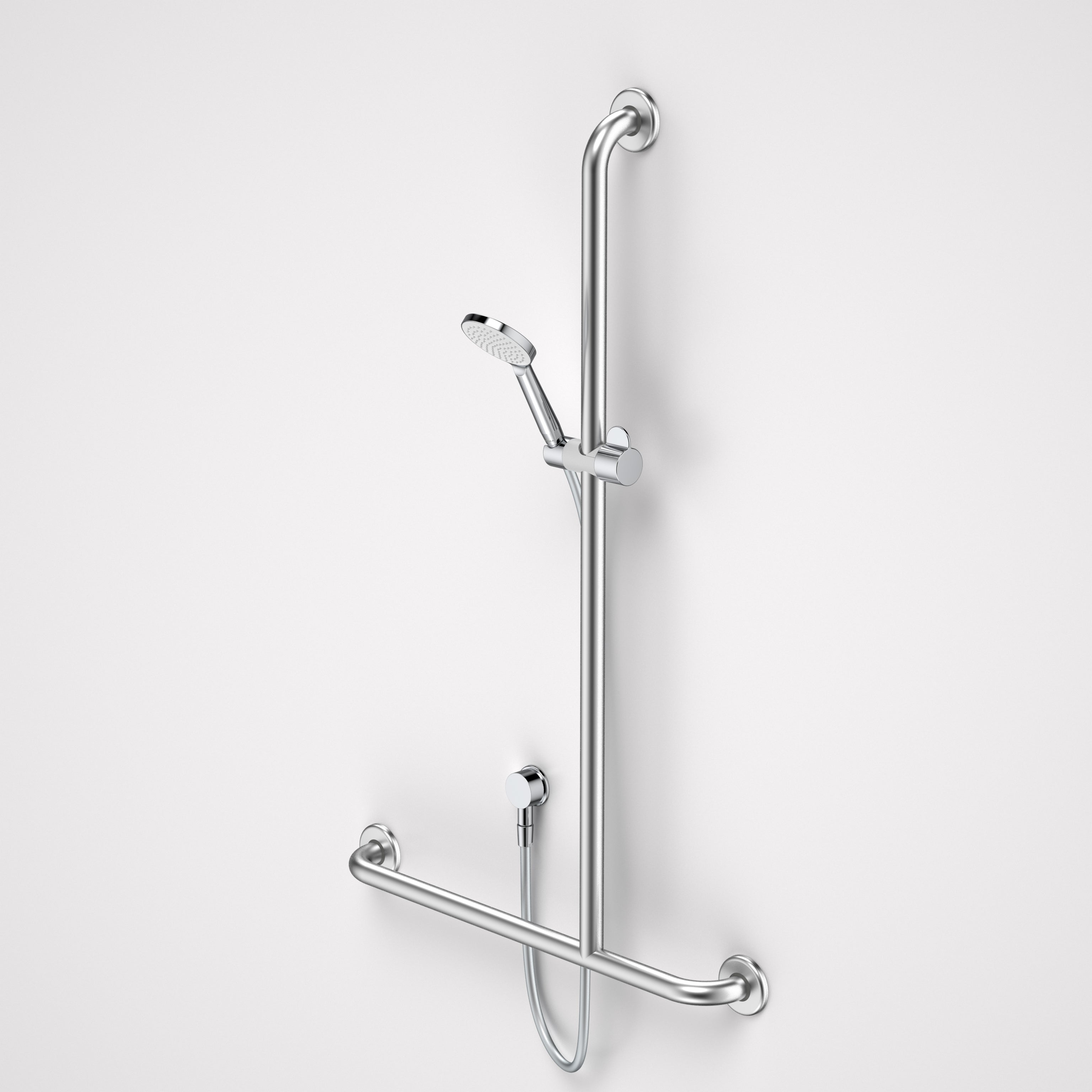 Care Support Shower Set with Inverted T Rail - RH- Chrome