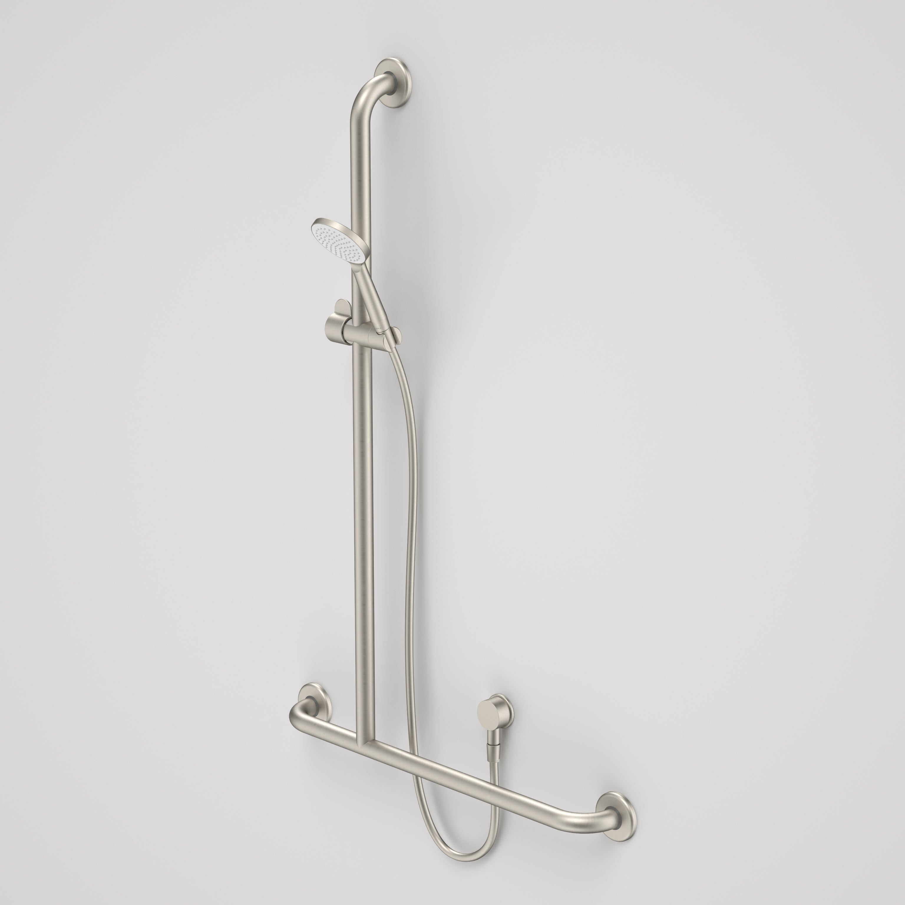 Care Support Shower Set with Inverted T Rail - LH- Brushed Nickel
