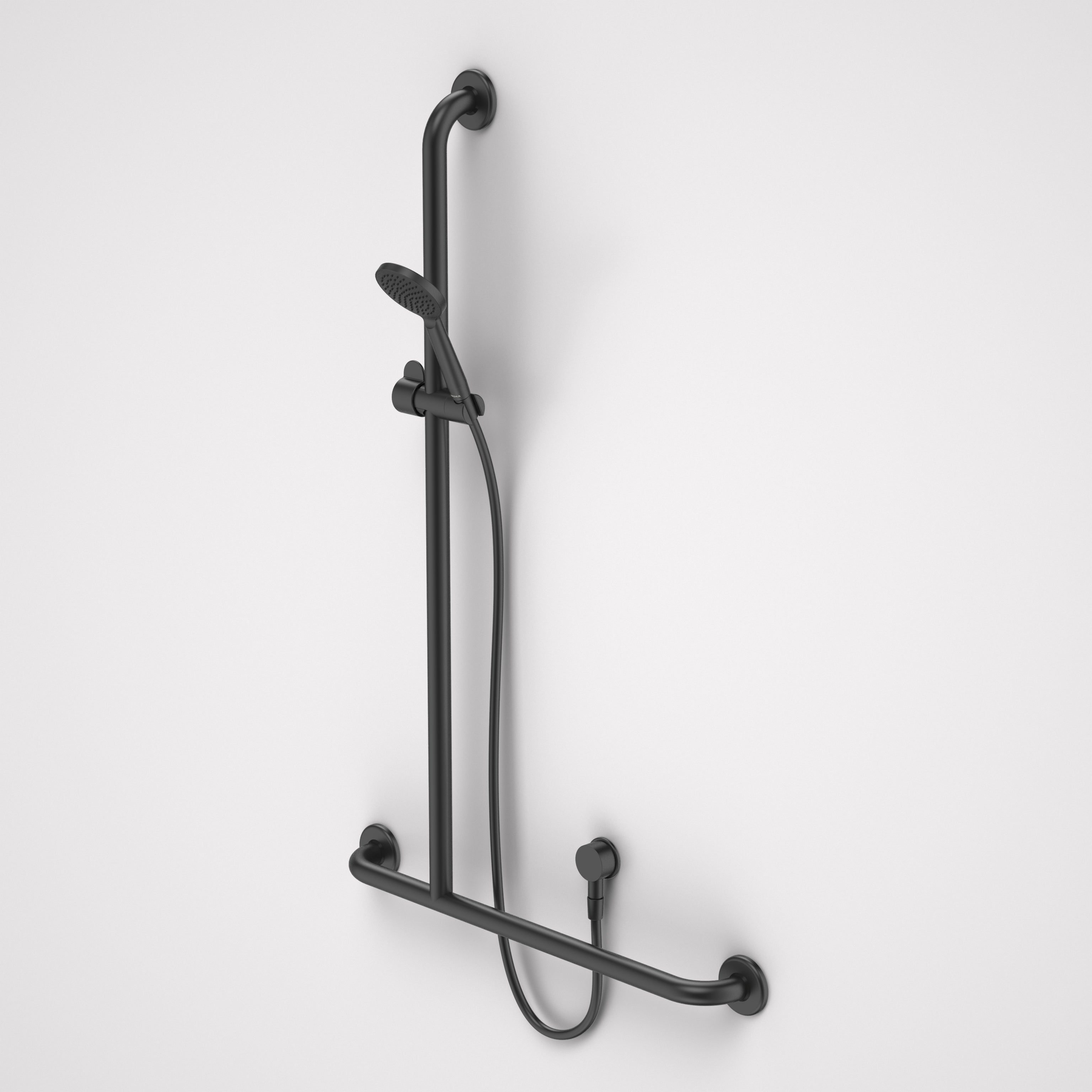 Care Support Shower Set with Inverted T Rail - LH- Matte Black