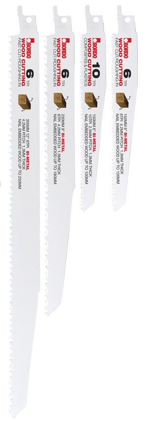 Timber Cutting Reciprocating Saw Blade Assortment - 4 Blades
