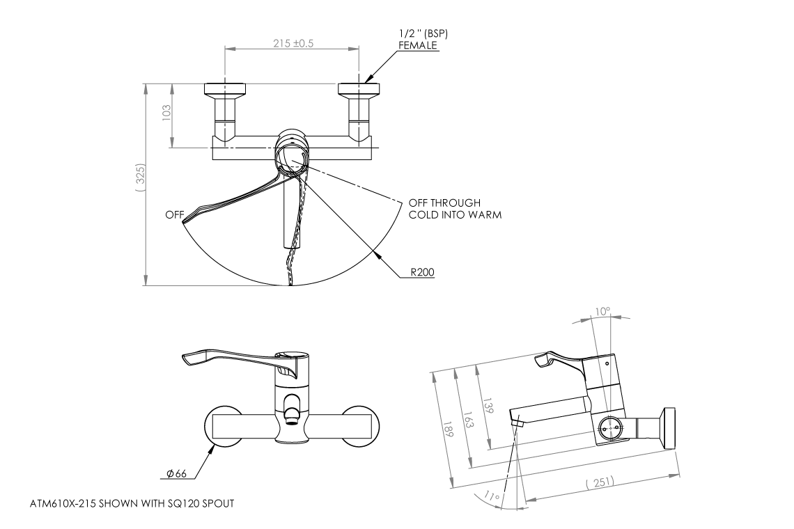 Aquablend® SQX® Surgeon Mixer with 215mm Centres – Removable Spout