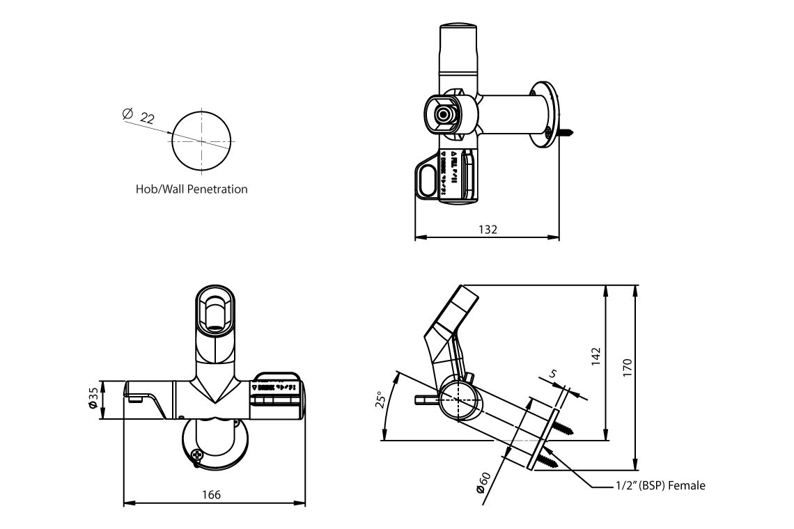 Blueline™ Type 63 Angled Bubbler for Wallsend Trough Installation with