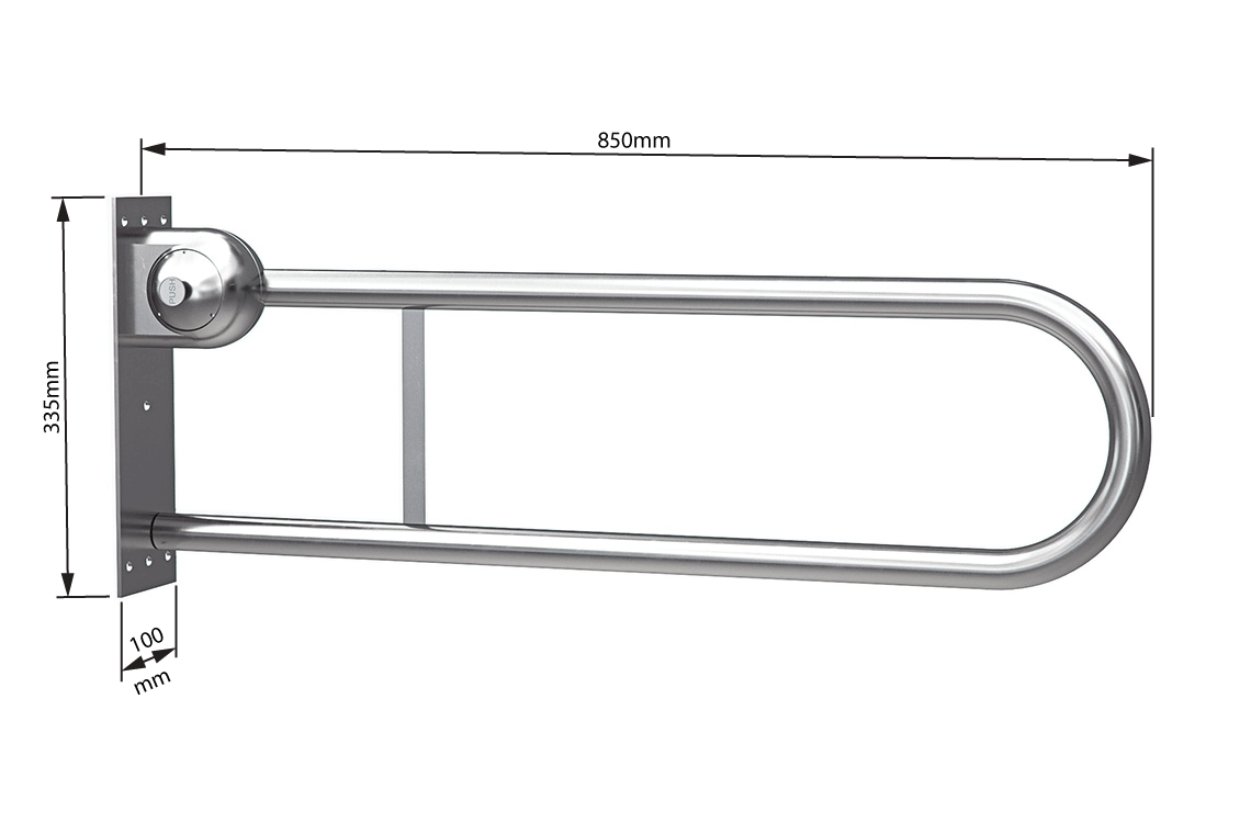 Wellbeing Fold Down Toilet Grab Rail 850mm with Safe Lock