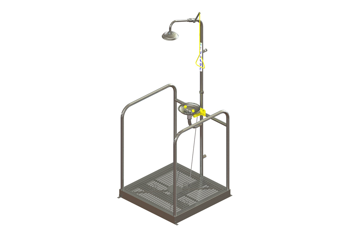 Free Standing Hand Operated Deluge Shower & Platform Operated Eye Wash