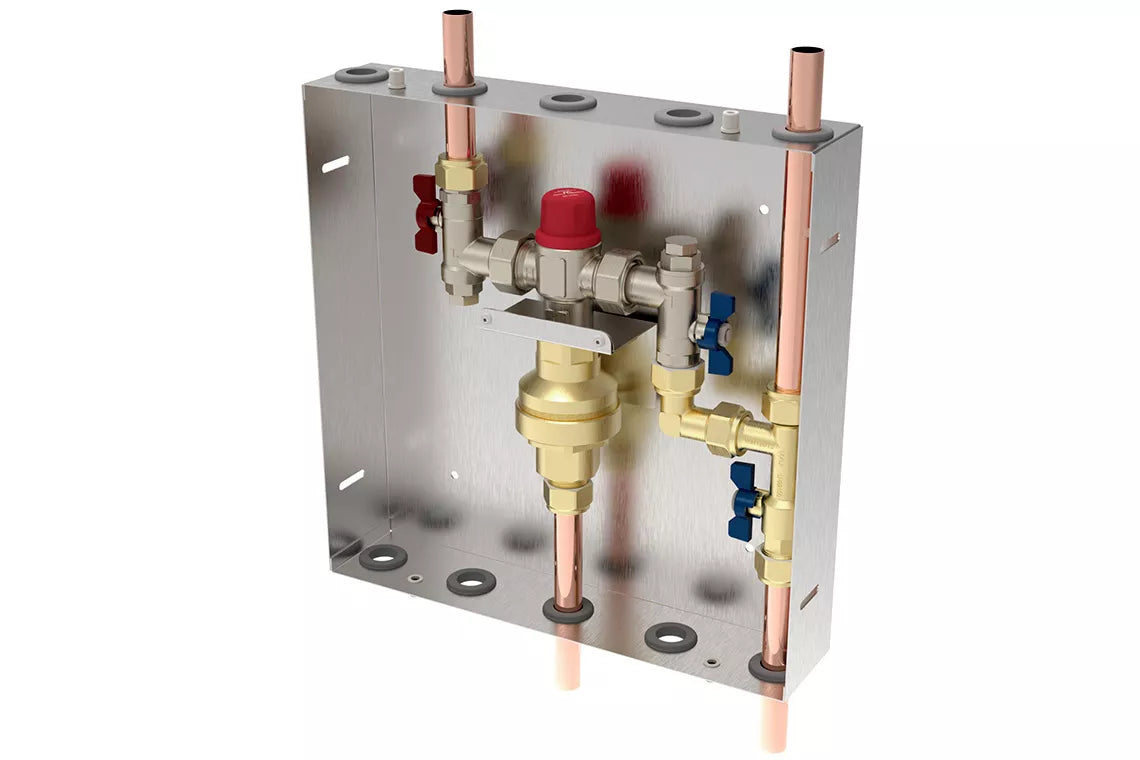 Aquablend: 1500 TMV – Lift Lever Thermal Flush – 350×350 SS Cabinet