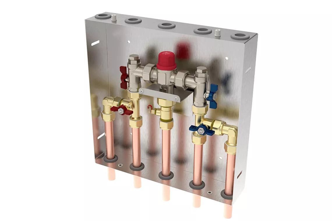 Aquablend: 1500 TMV – Lift Lever Thermal Flush -350×350 SS Cabinet – H