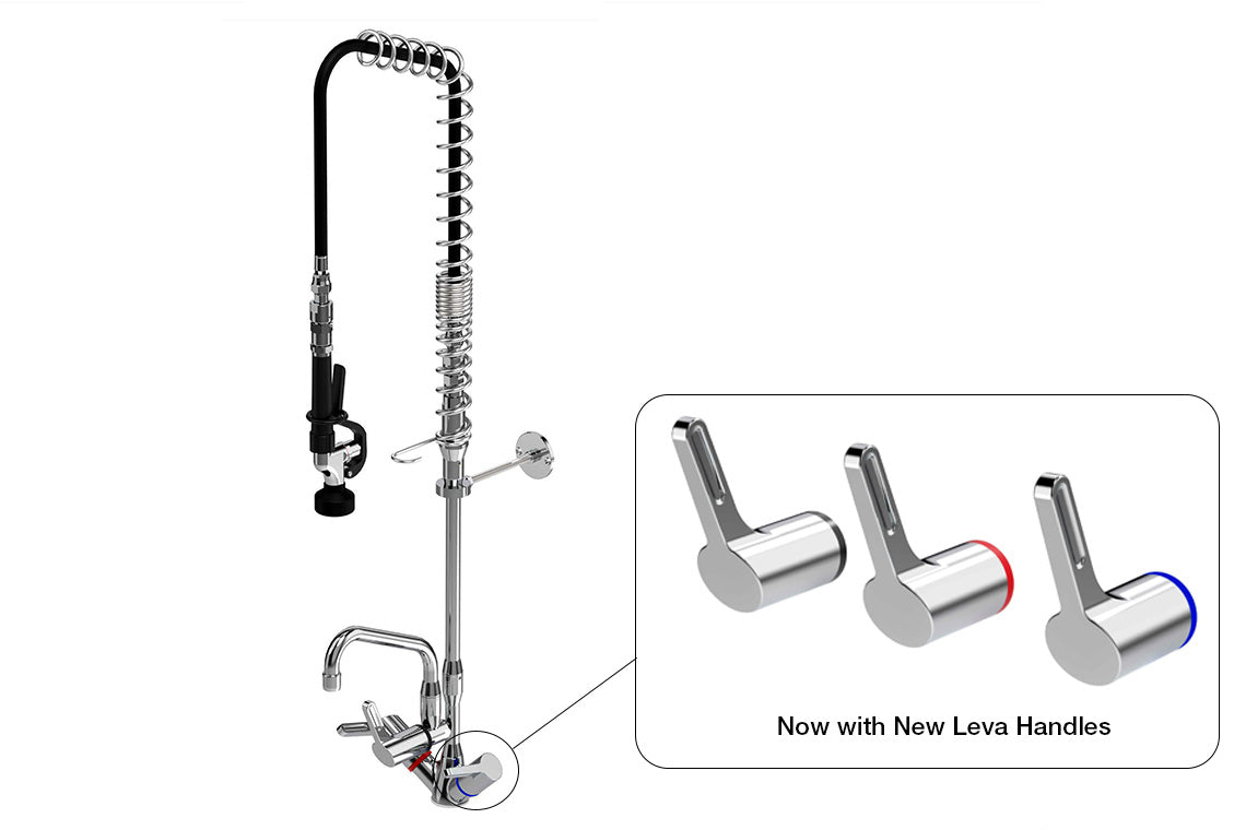 Hob Mounted Pre-Rinse Unit with Dual Mixer Assembly and Spring Return
