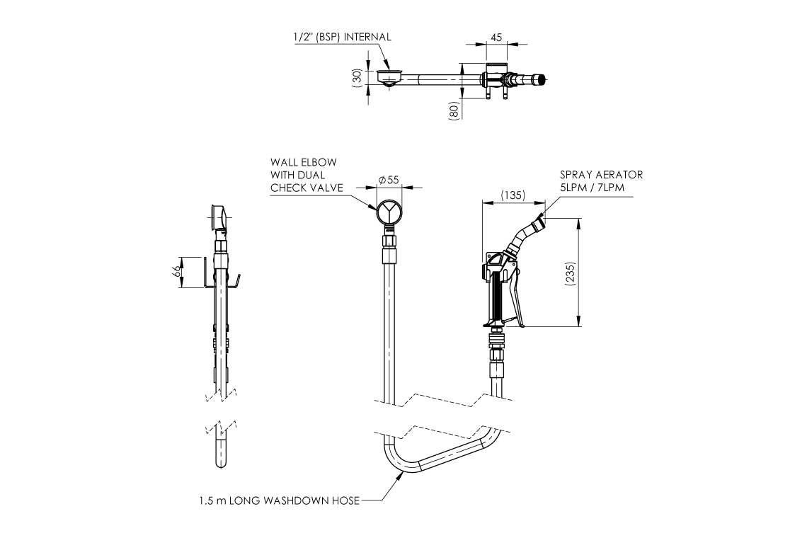 Hand Held Delrin Trigger Spray with SP325 Fixed Spray – 1500mm Flexibl