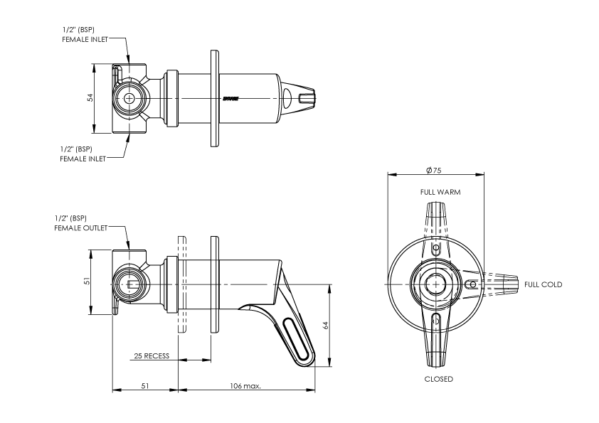 Enware Wellbeing Sequential Shower Mixer 65mm Lever