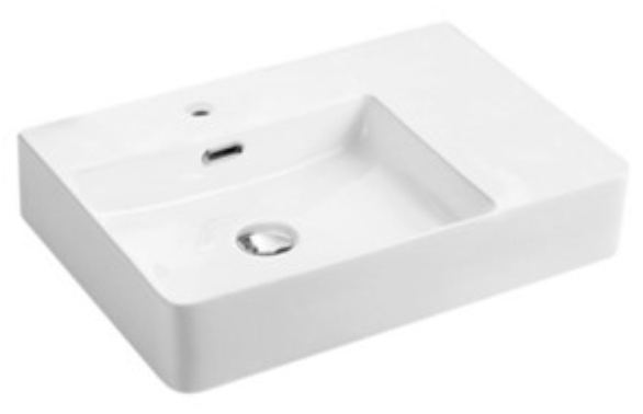 Slim Wall Hung Basin with Right Hand Shelf