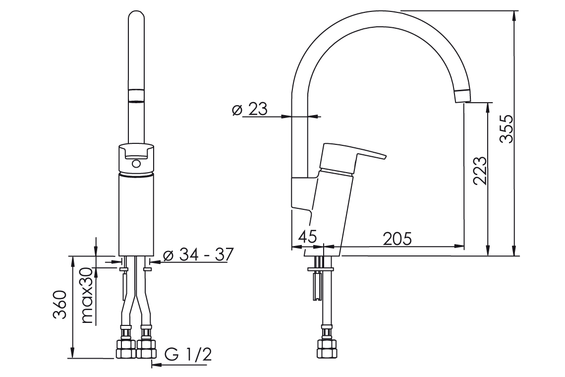 Enware-Oras Cubista Sink Mixer with Gooseneck Spout