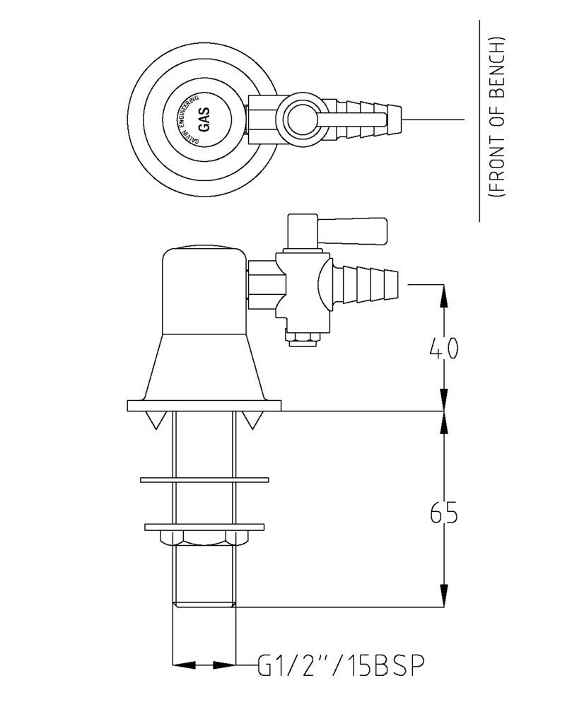 GalvinLab® CP-BS Lab 1-Way Straight Gas Turret Type 37