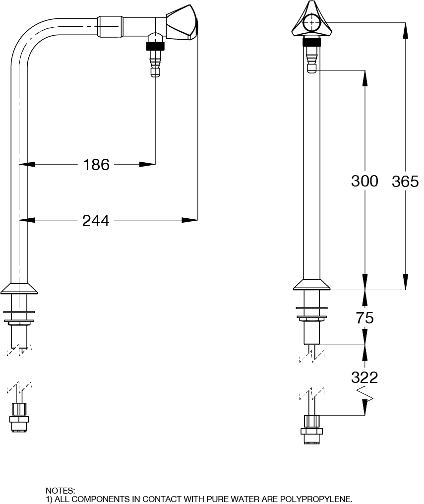 GalvinLab® CP-BS Lab Set 1-Way Bench Mtd Deionized Unit Max 400kPa