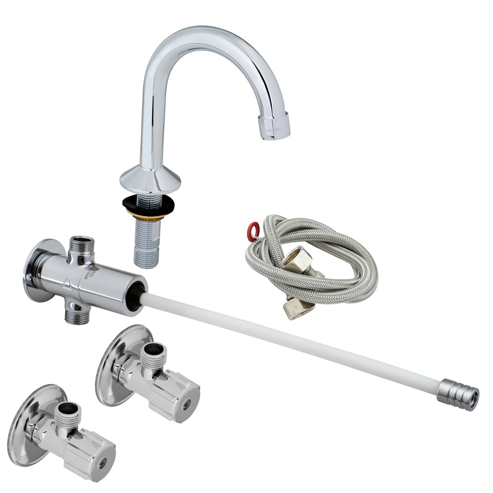 Chrome Plated Brass Knee Operated Timeflow Valve with Regulator, Spout