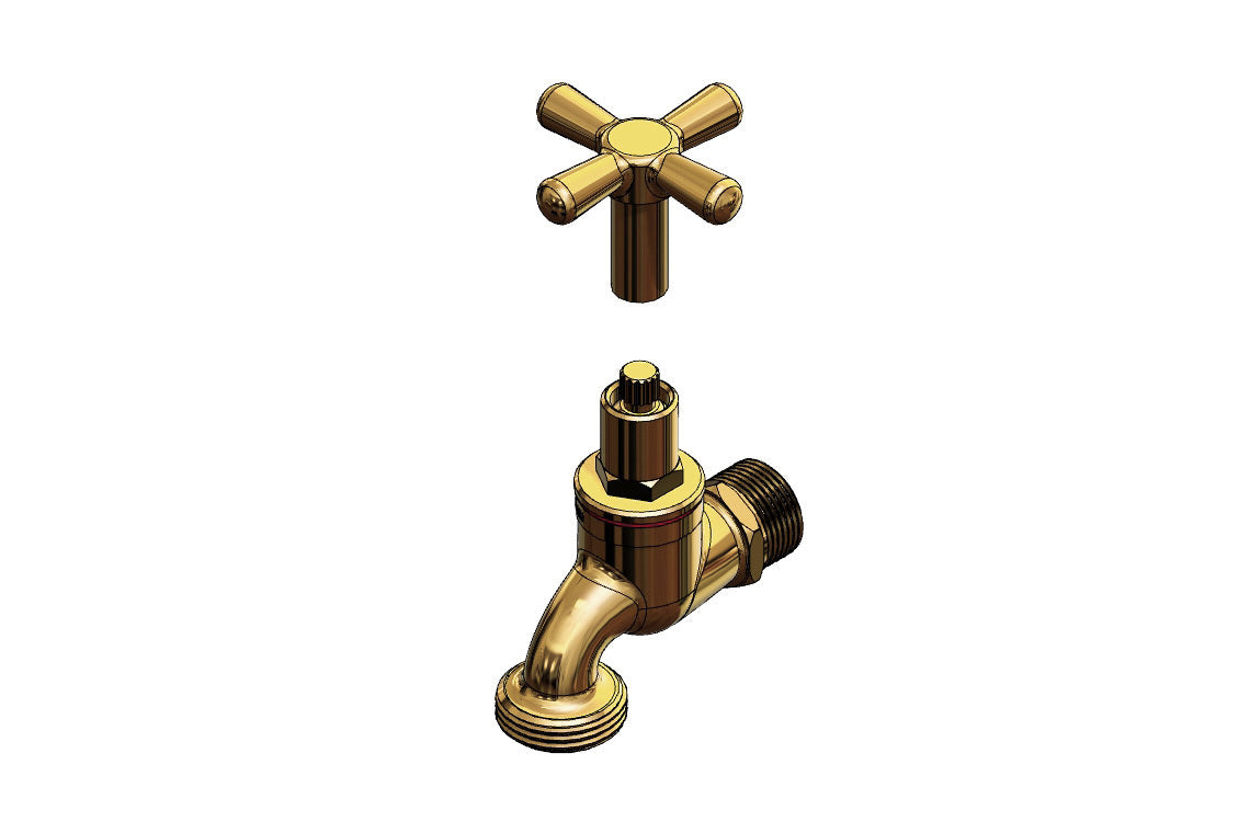 Key Operated Hose Tap MI 20mm Brass – Jumper Valve – With Key Handle