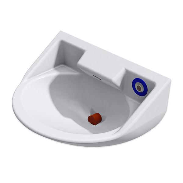 Wallgate Anti-Ligature, Anti-Vandal Solid Surface Basin with Single Ou