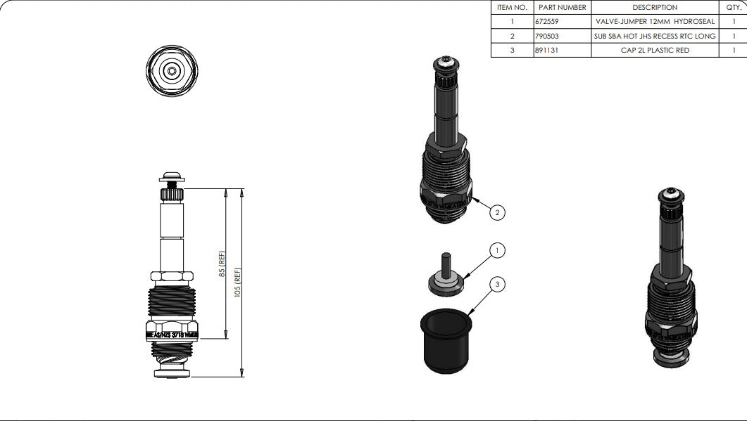 1/4 Turn Rising Jumper Valve Recess SBA