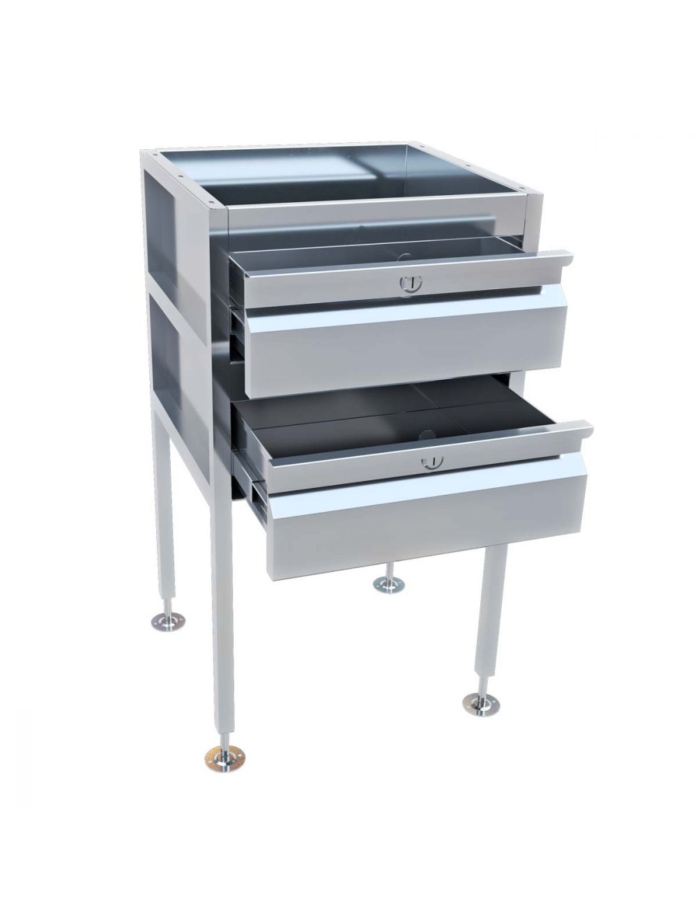 Lockable Freestanding Stainless Steel Drawer Unit (2 drawers)
