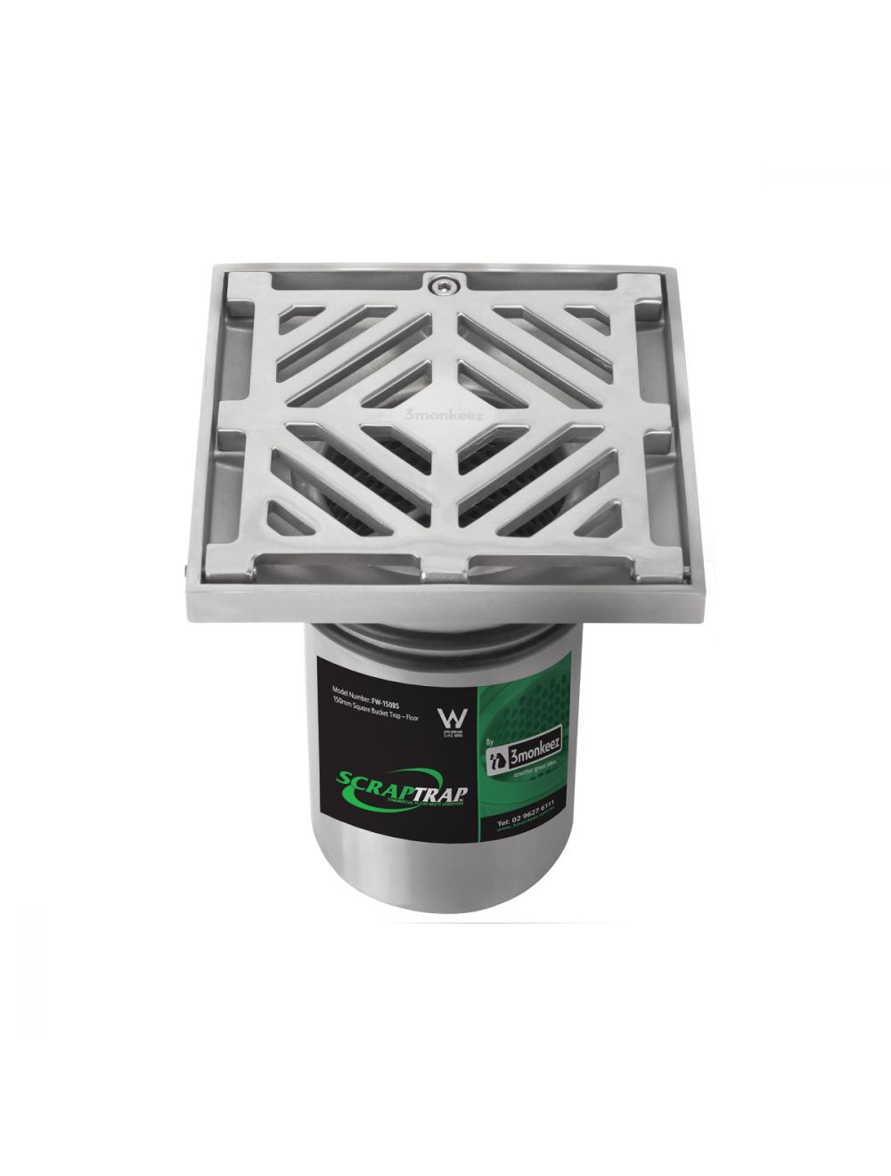 150mm Square Floor Waste Arrestor Bucket Trap (suits 100mm pipe)