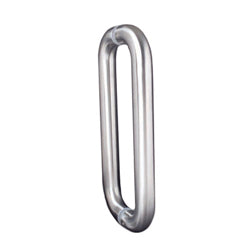 Straight Round Corner Pull Handles - Pair in Satin Stainless Steel