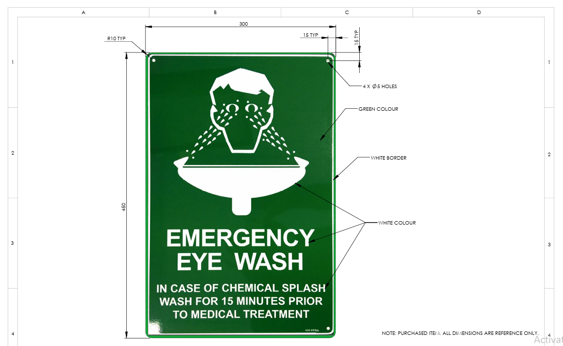 450×300 Emergency Eye Wash Sign – Metal